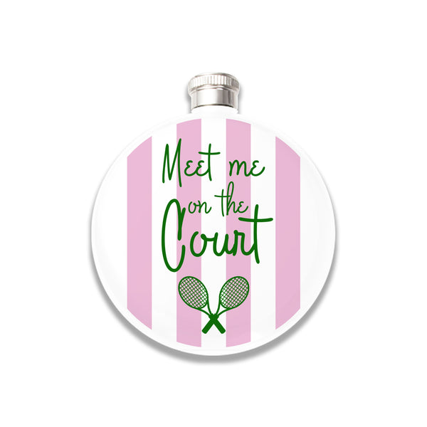Flask (White) - Meet Me on the Court - Tennis – Toss Designs Retail