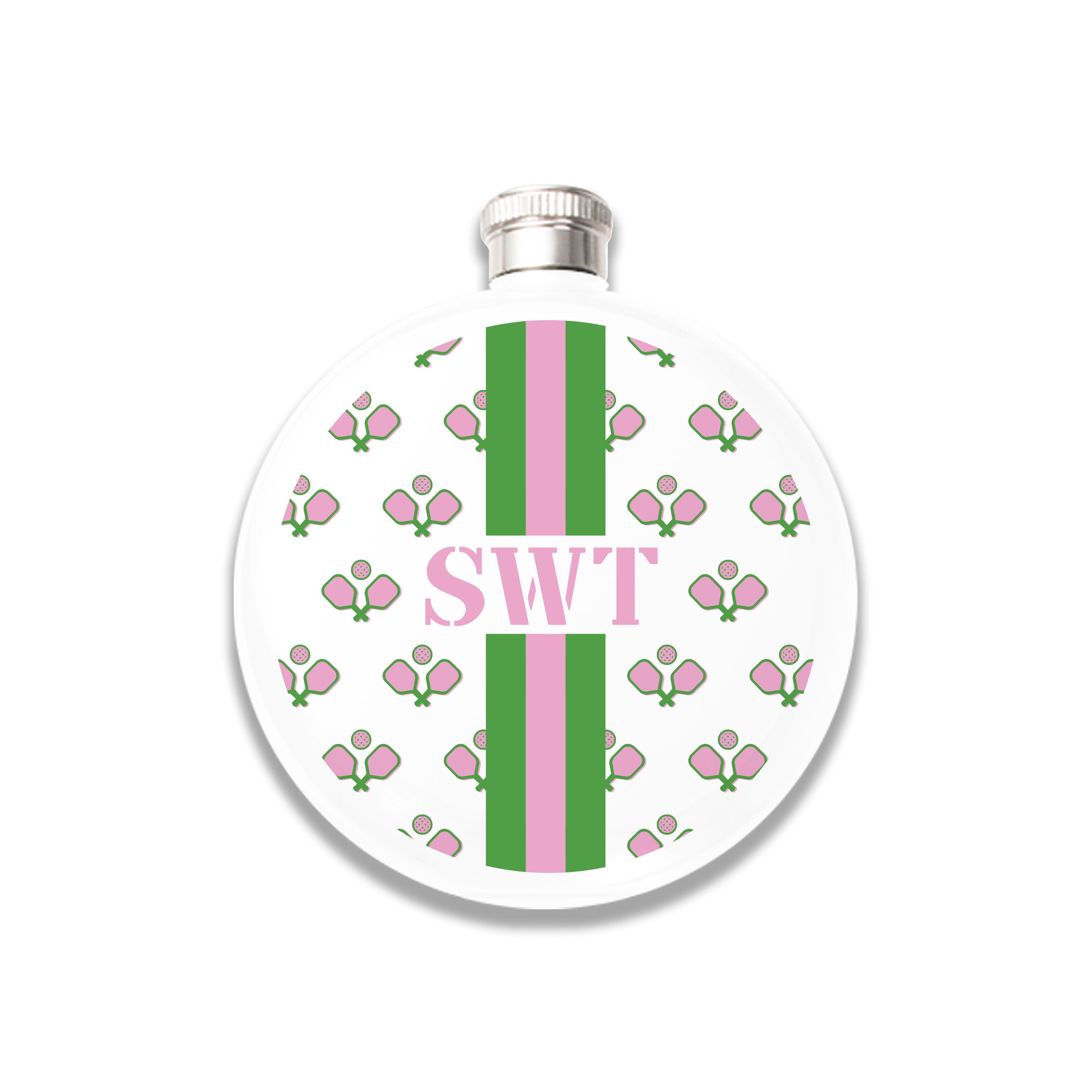 Custom Round Flask - Pickleball Stripes – Toss Designs Retail
