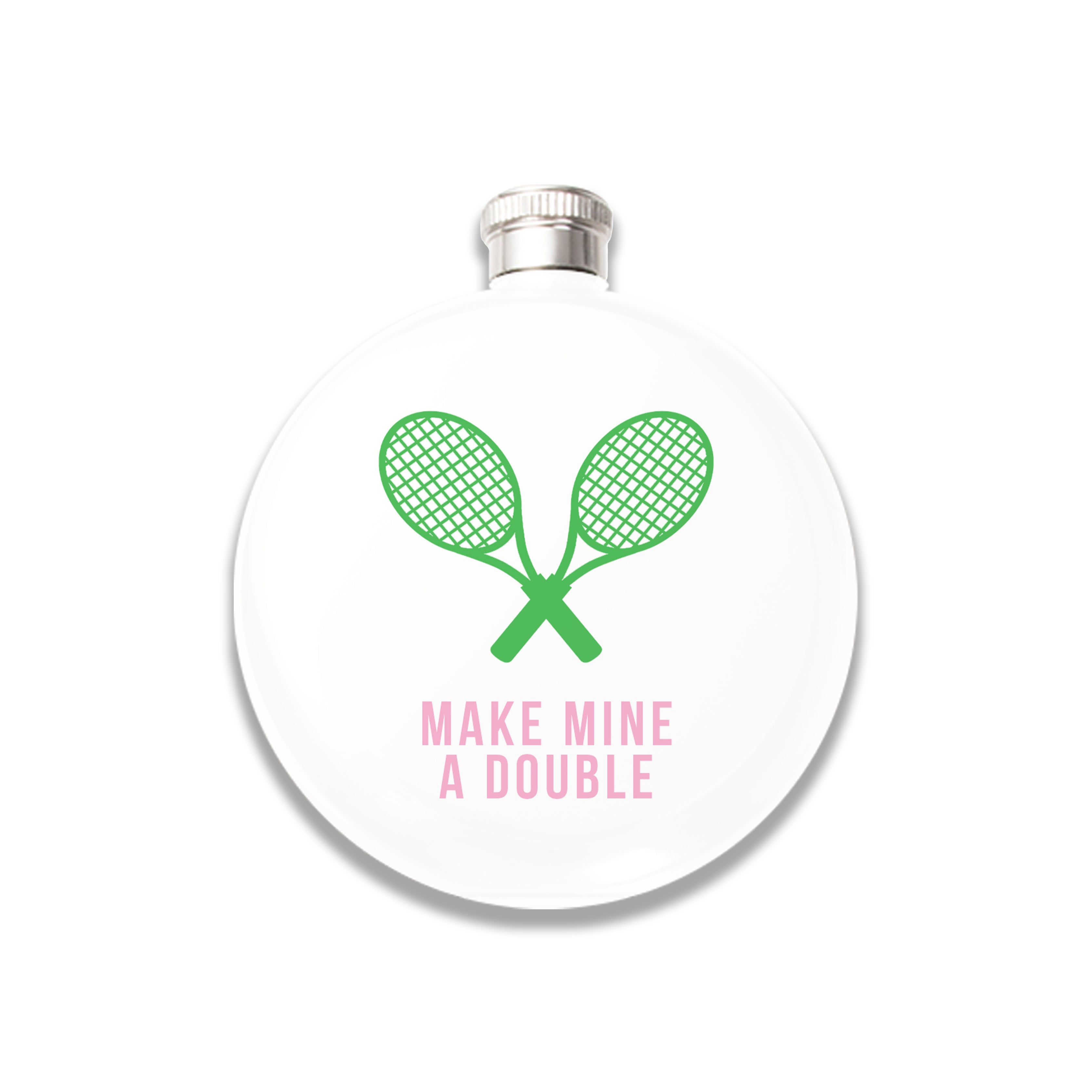 Flask (White) - Make Mine a Double (Green & Pink) – Toss Designs Retail