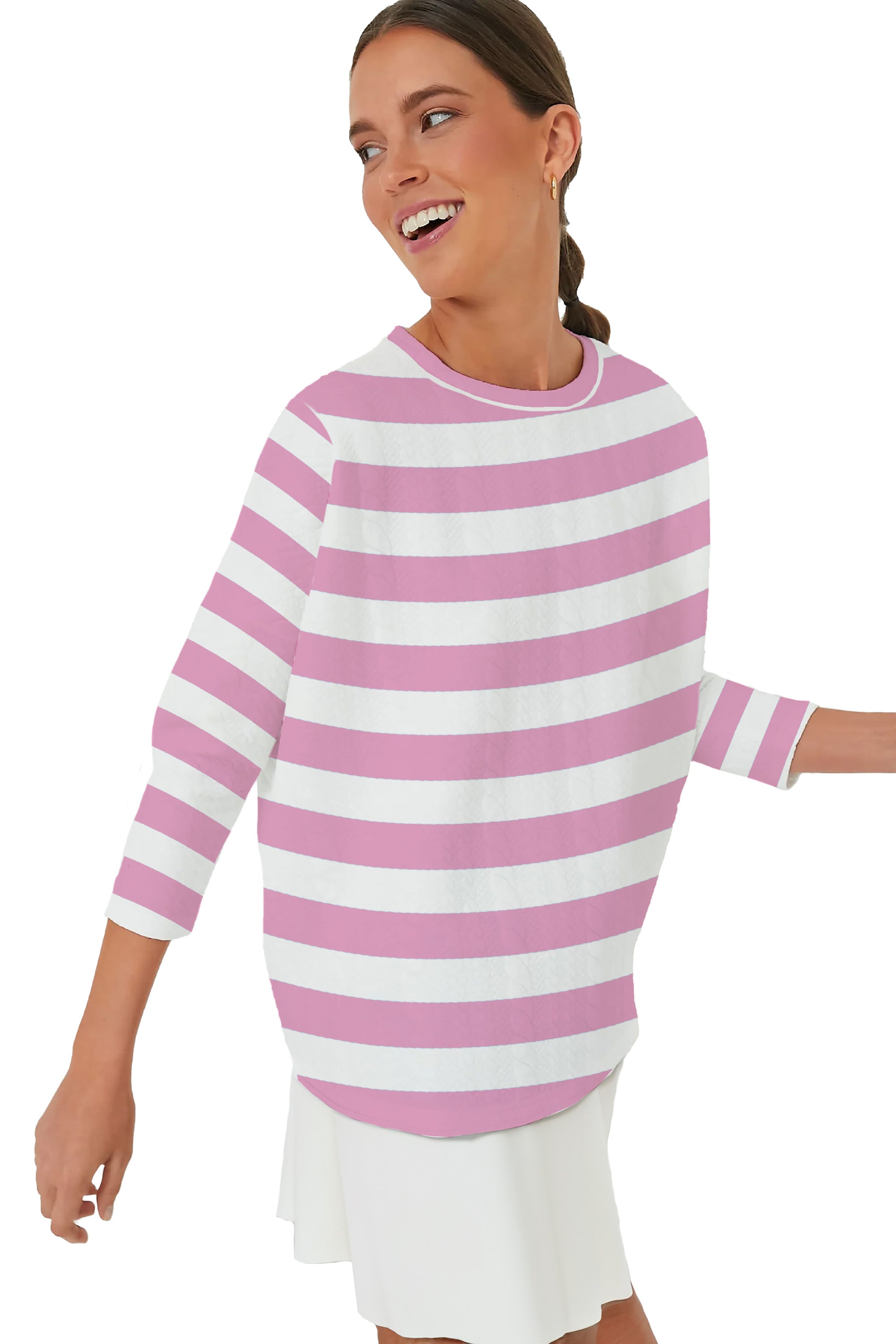 Swing Sweatshirt - Pink and White Stripe – Toss Designs Retail